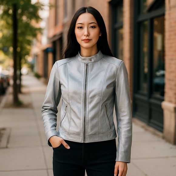 Baccini | Jackets & Coats | Nwt Baccini Womens Jacket Silver Metallic ...